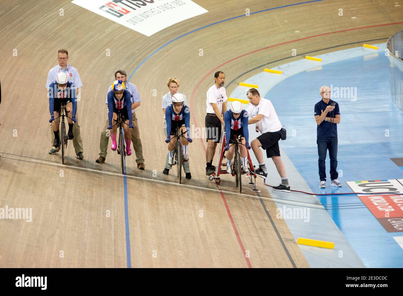 Team USA at the start of the women’s team pursuit, UCI Track Cycling ...
