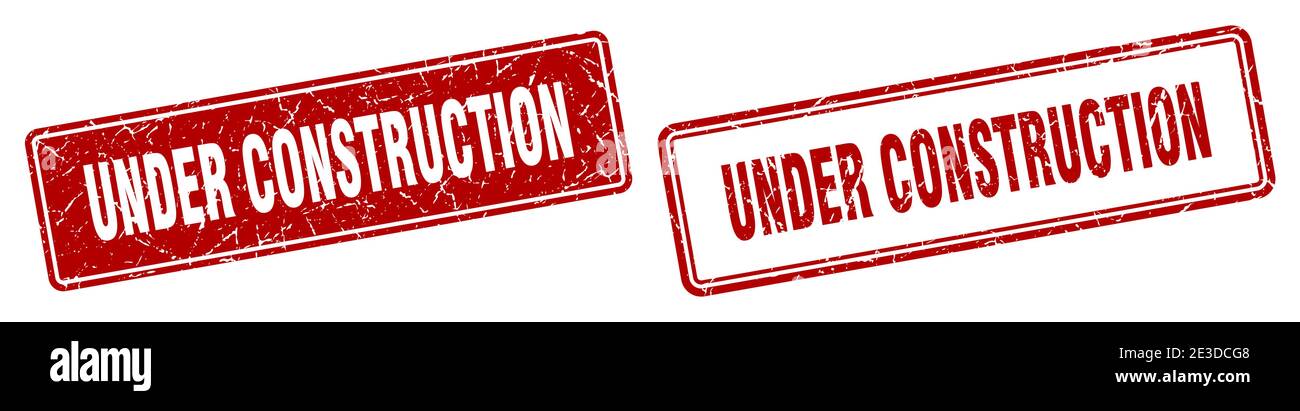 under construction square stamp. under construction grunge sign set ...