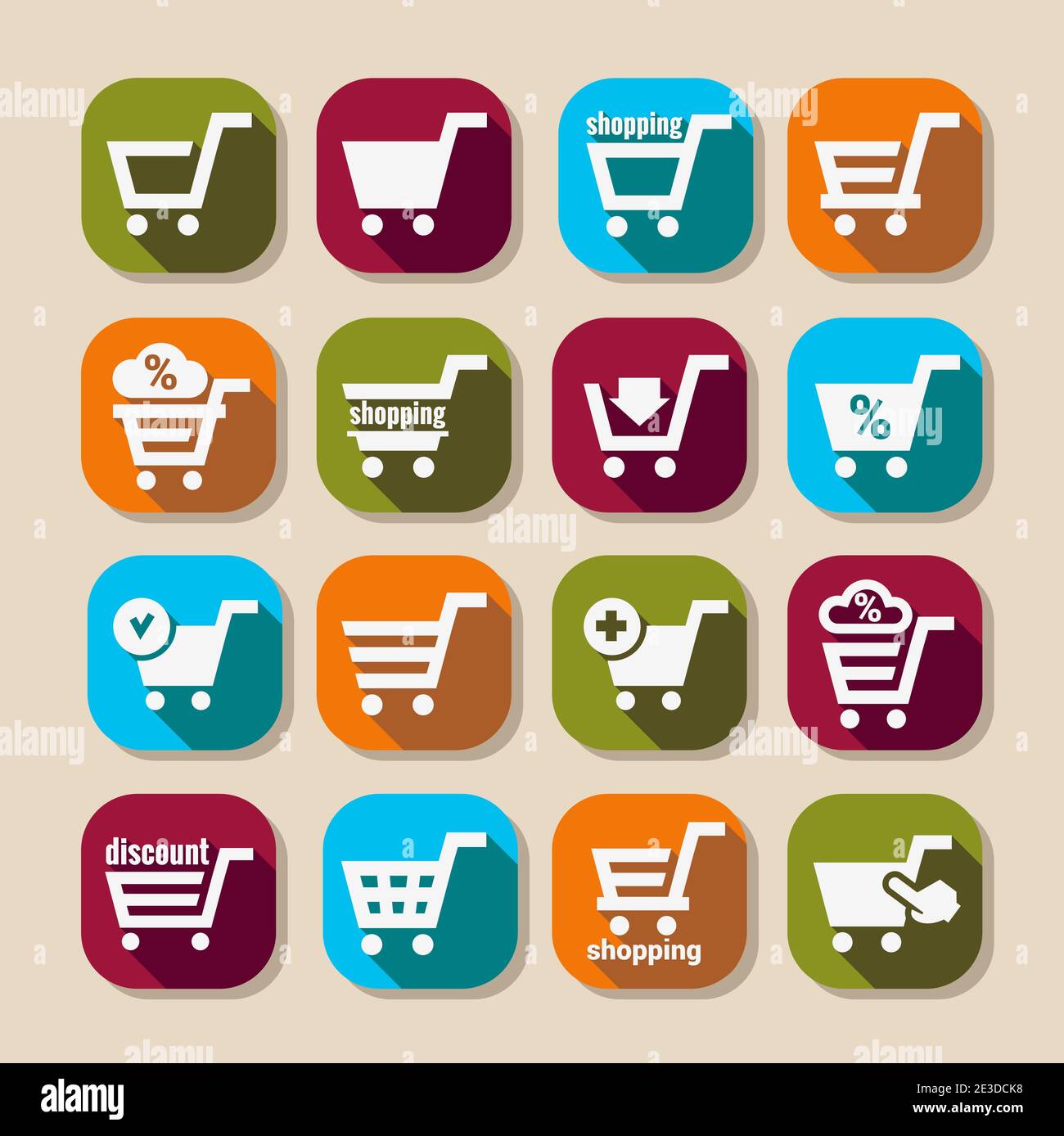 Shopping Cart Long Shadows Icons Stock Vector Image & Art - Alamy