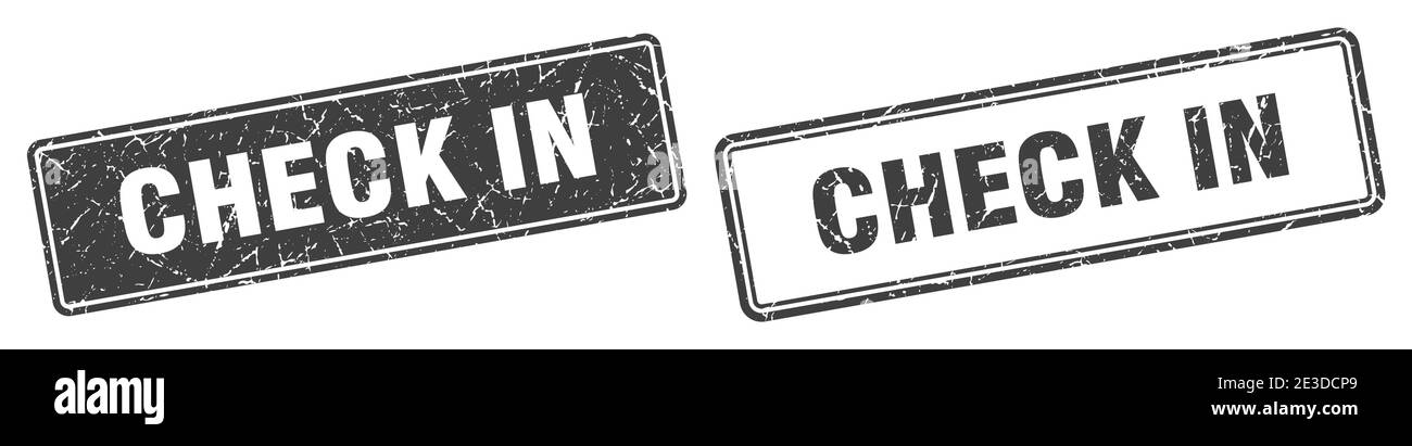 check in square stamp. check in grunge sign set Stock Vector Image ...
