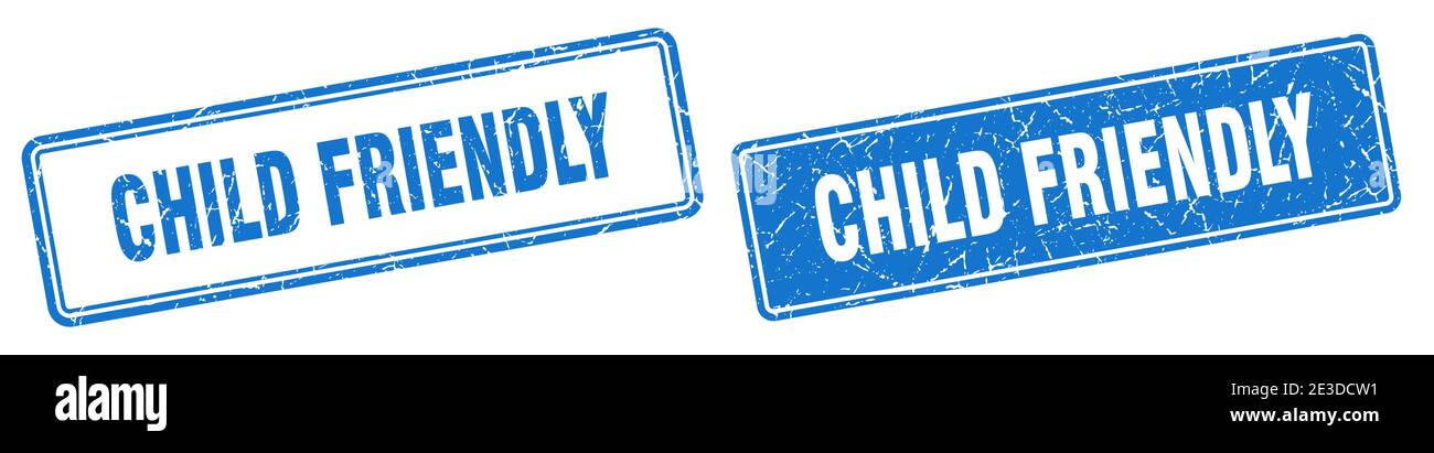 child friendly square stamp. child friendly grunge sign set Stock ...