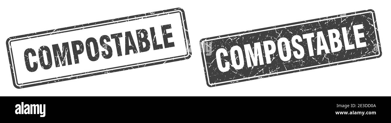 compostable square stamp. compostable grunge sign set Stock Vector Image & Art - Alamy