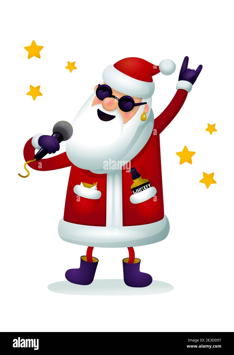 Roc n roll Santa character. Singing Santa Claus rock star with microphone isolated on white background Stock Vector Image Art Alamy