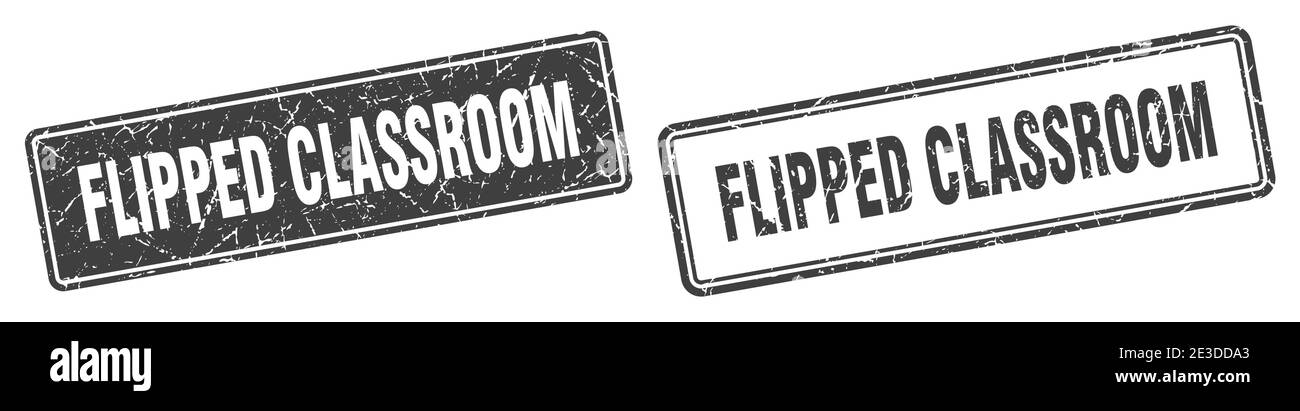flipped classroom square stamp. flipped classroom grunge sign set Stock ...