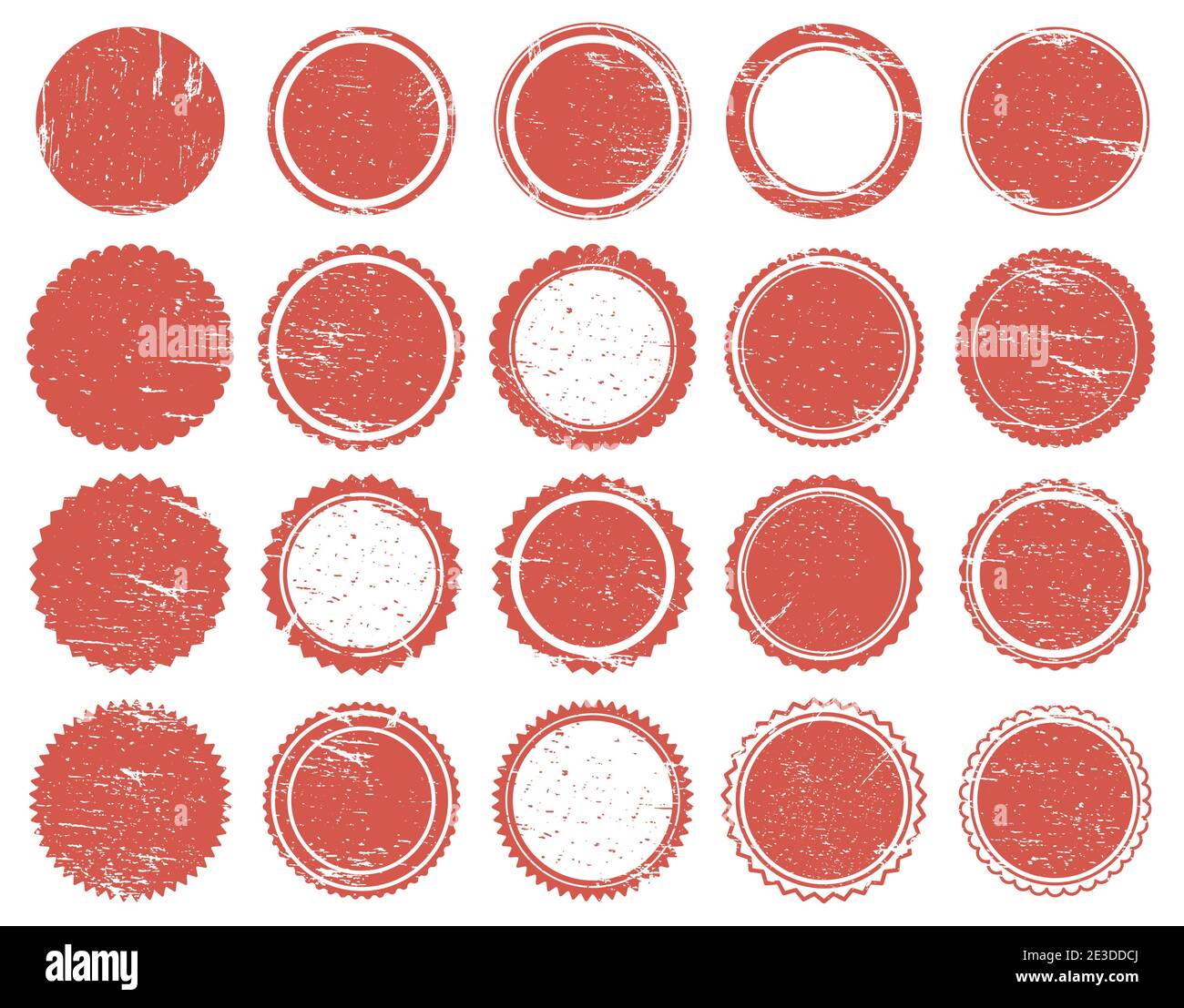 Grunge texture stamp. Rubber red circle stamps, distressed texture red ...