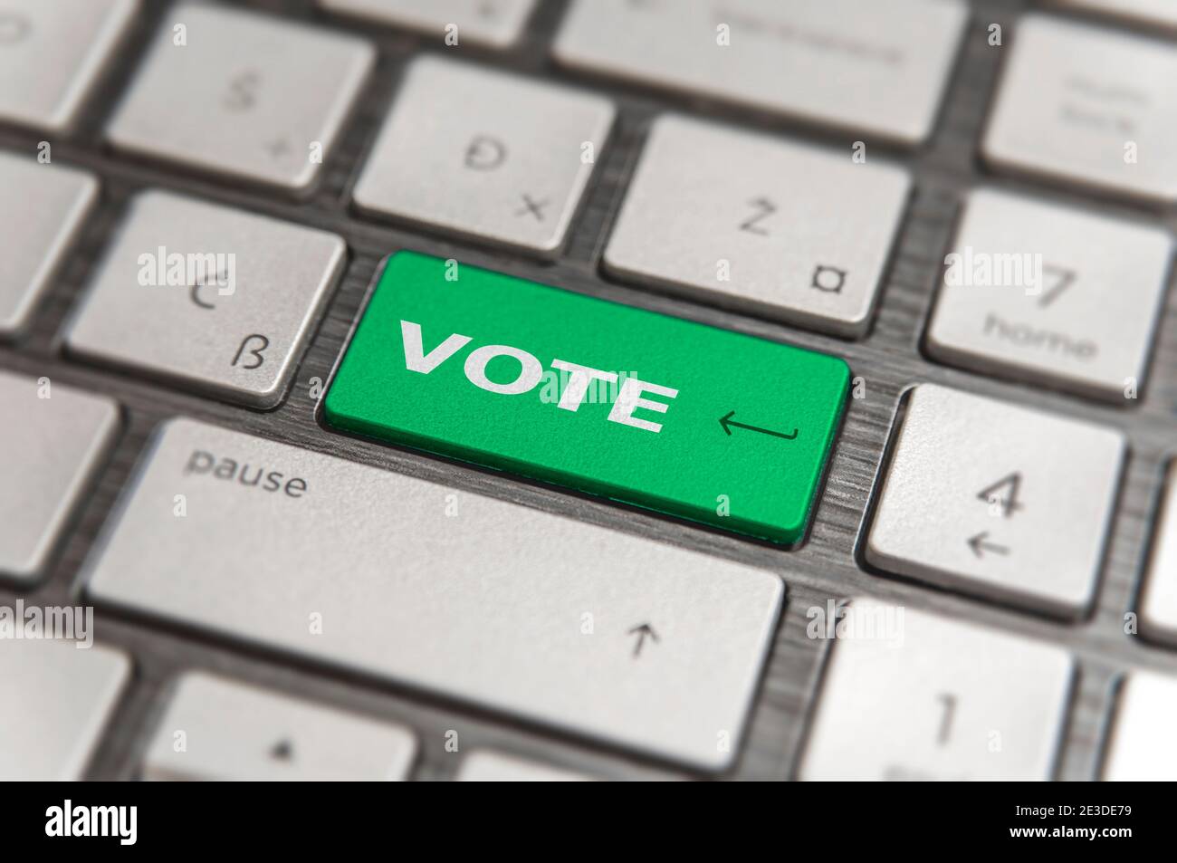 Keyboard with green kay Enter and word Vote button modern pc text ...