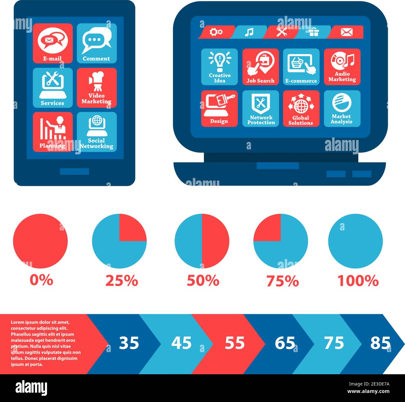 Social media infographic elements Cut Out Stock Images & Pictures - Alamy