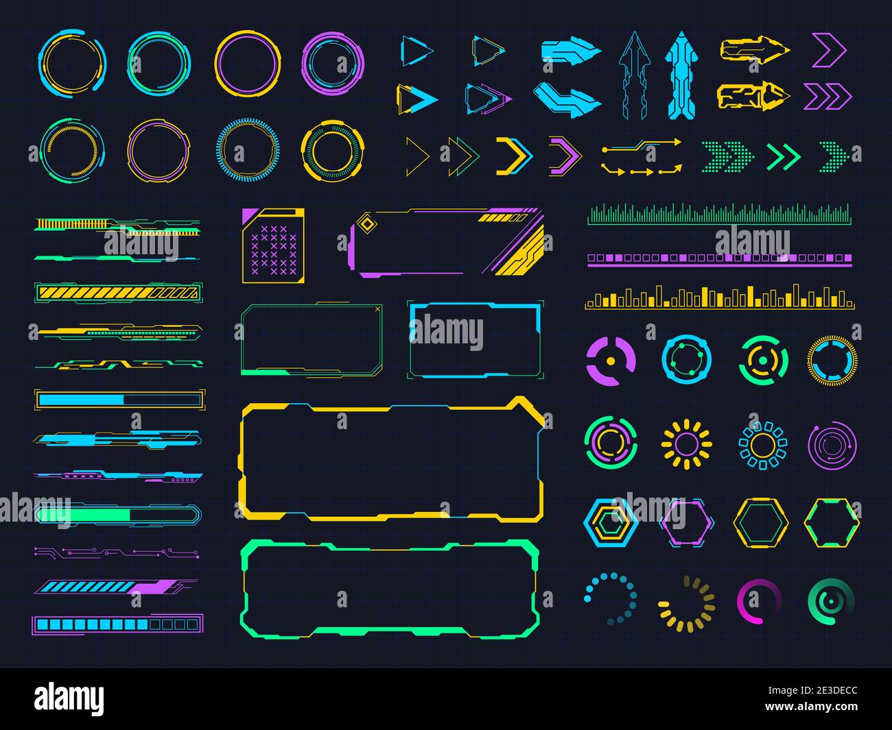 Interface hud elements. Digital holographic hud bars and frames, user ...