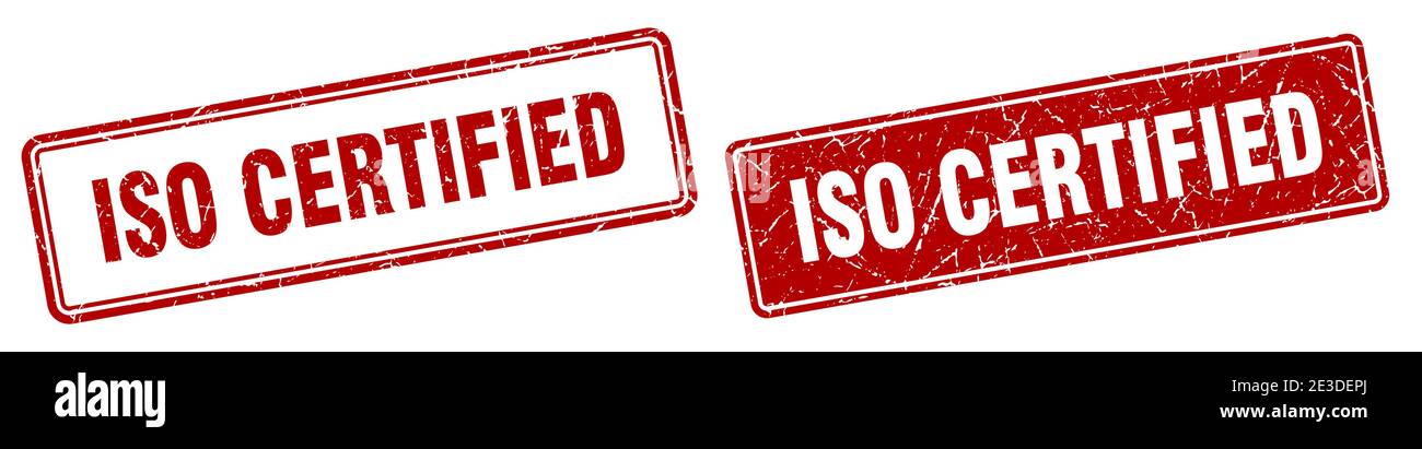 iso certified square stamp. iso certified grunge sign set Stock Vector ...