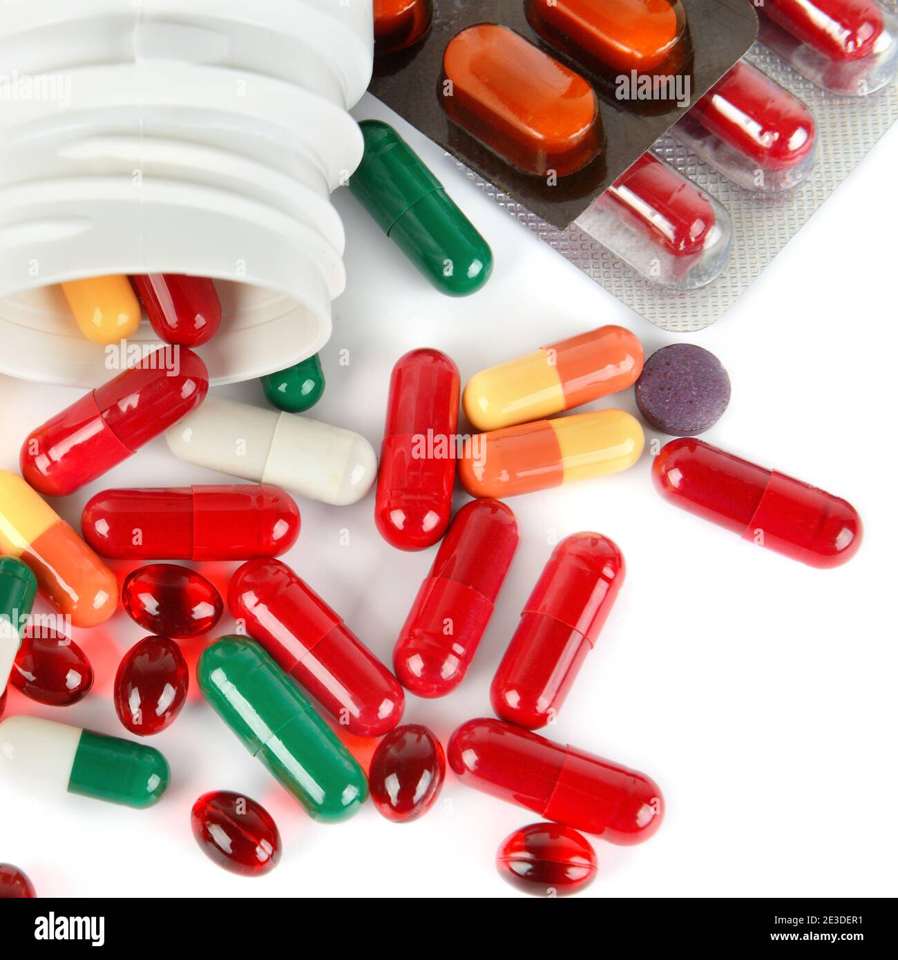 Assorted pharmaceutical medicine pills, tablets and capsules isolated ...