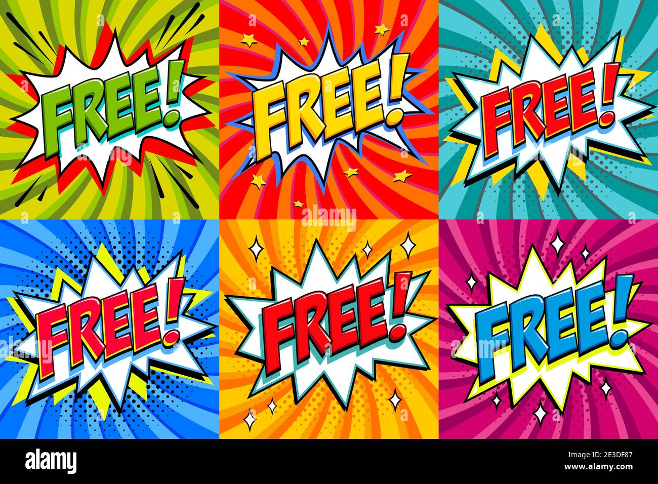 Free - Comic book style stickers. Free banners in pop art comic style ...