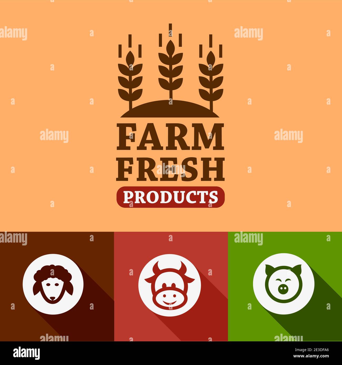 Flat Farm fresh labels. Organic Farming vector sign set Stock Vector ...