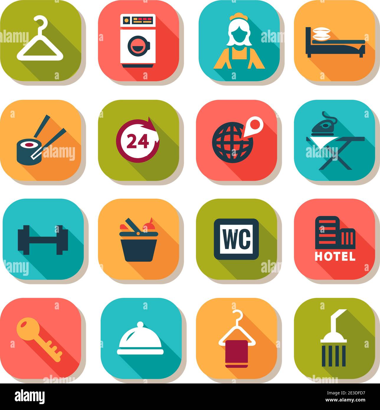 Hand Drawn Vector Illustration Set of Hotel Business Sign and Symbol ...