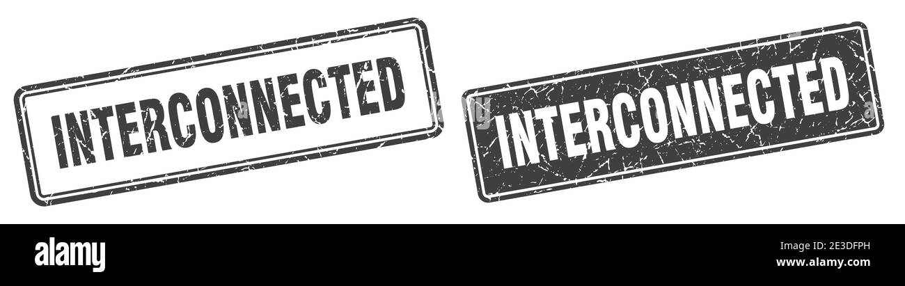 interconnected square stamp. interconnected grunge sign set Stock ...