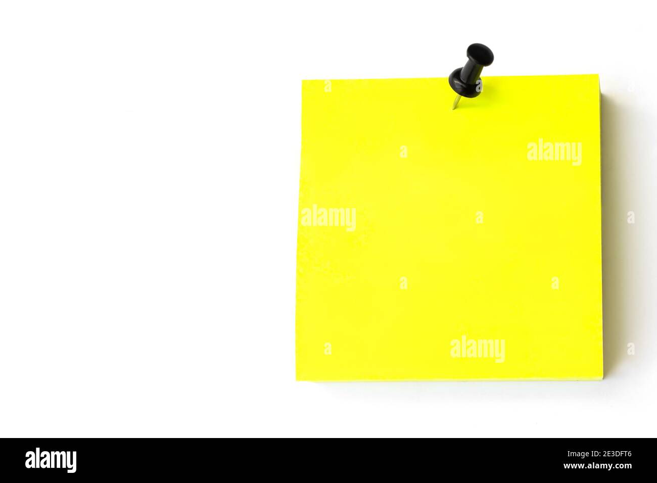 Push Pin And Yellow Note Paper Office Business. A square blank yellow ...