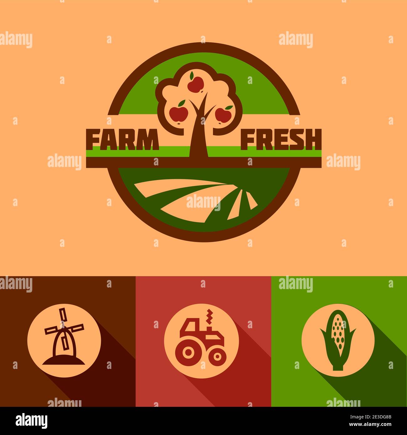 Farm fresh labels. Organic Farming isolated vector sign set Stock ...
