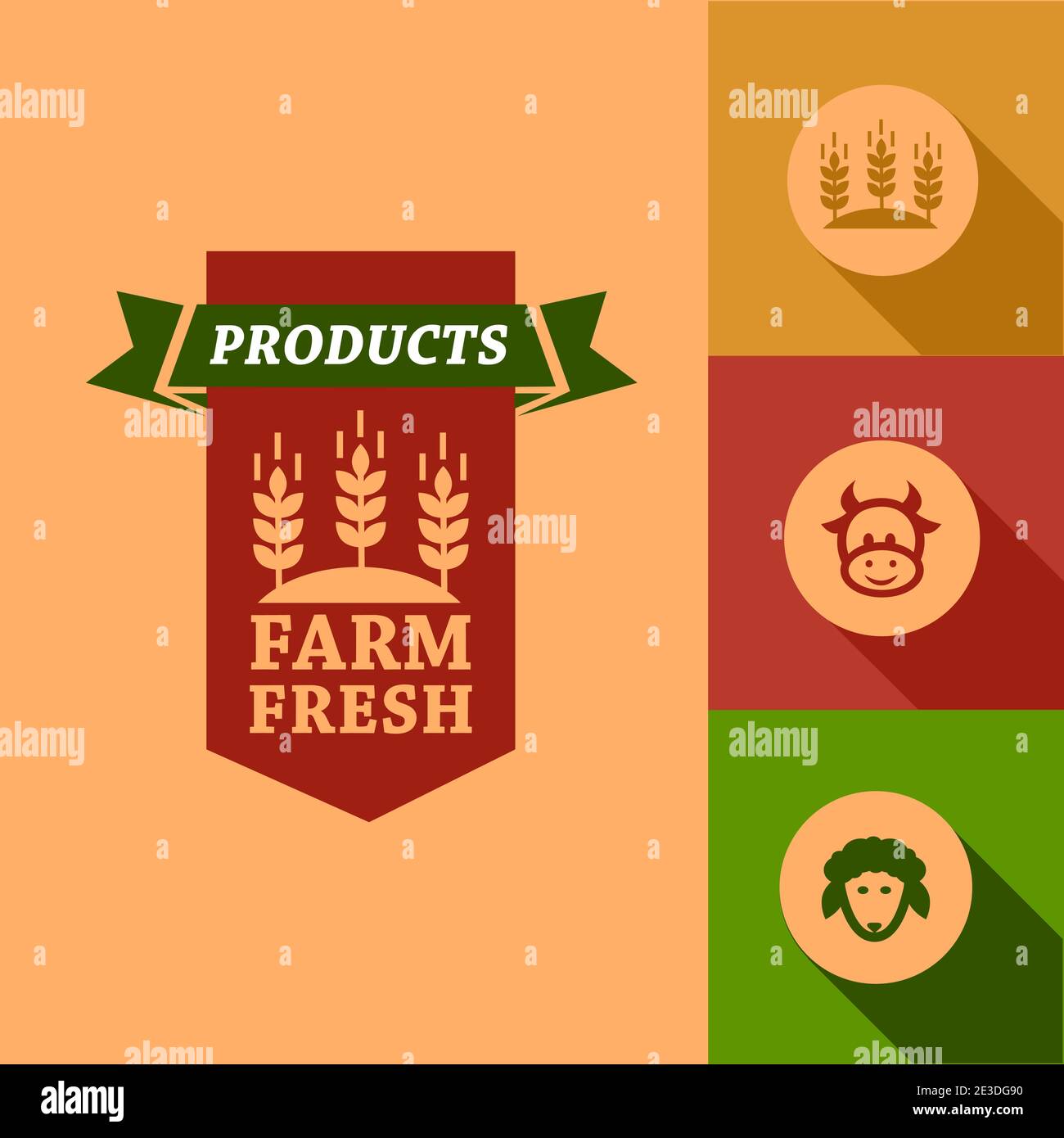 Flat Farm fresh labels. Organic Farming vector sign set Stock Vector ...