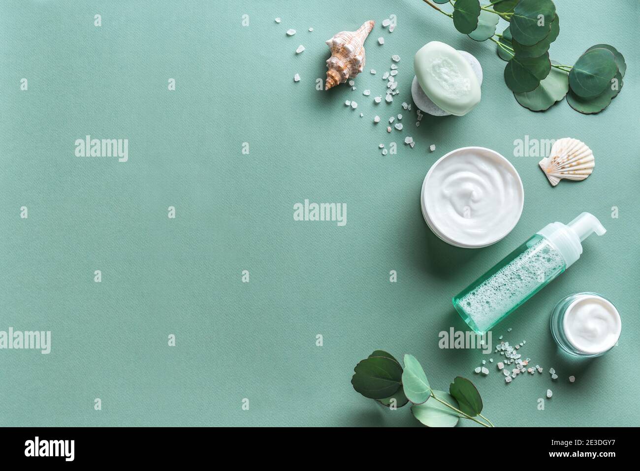 Sea mineral cosmetic products. Skin care, body treatment products ...