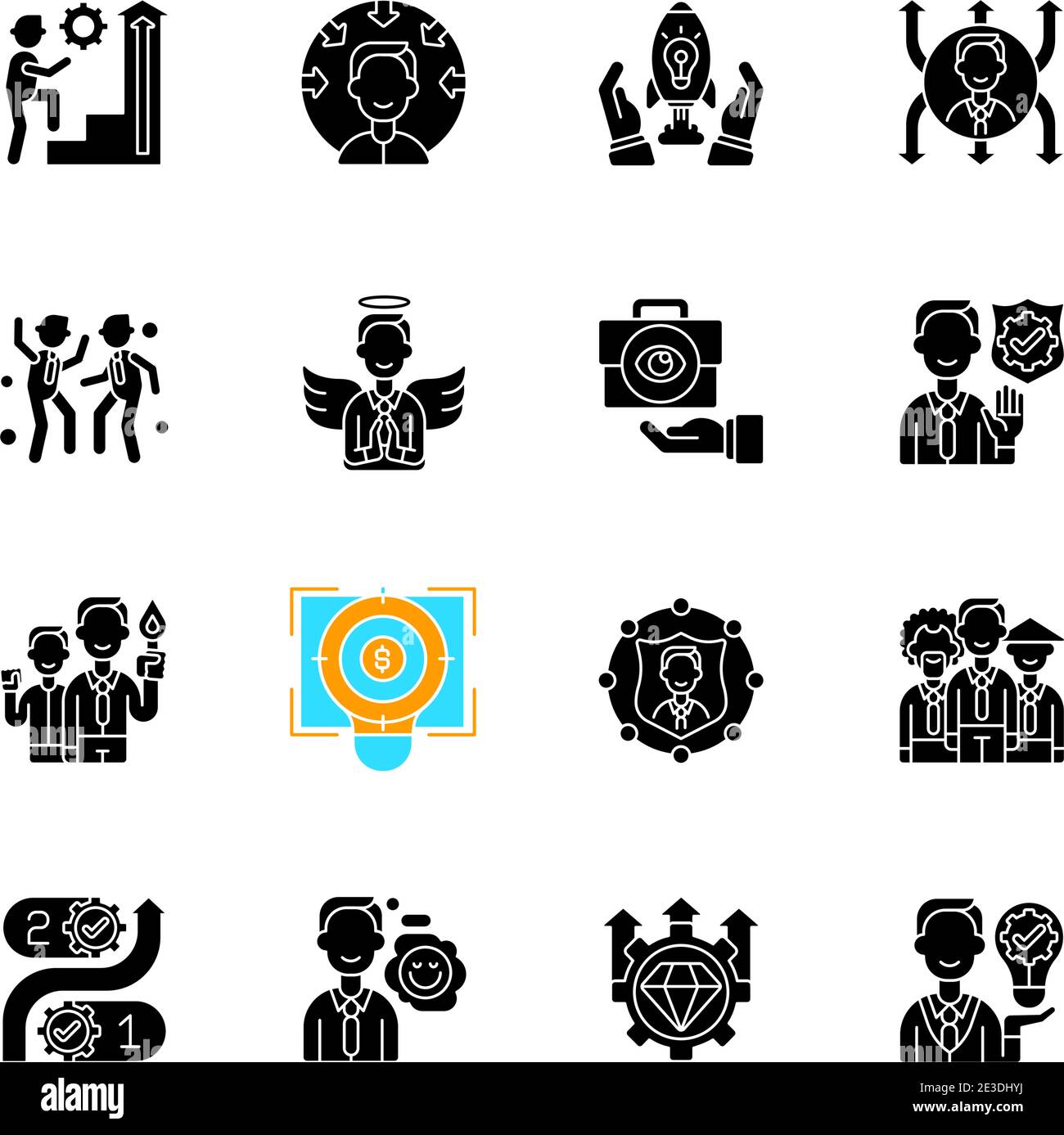 Core values black glyph icons set on white space Stock Vector Image ...