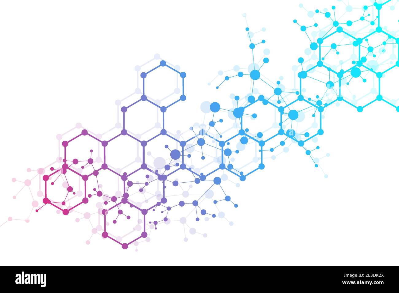 Science network pattern, connecting lines and dots. Technology hexagons ...