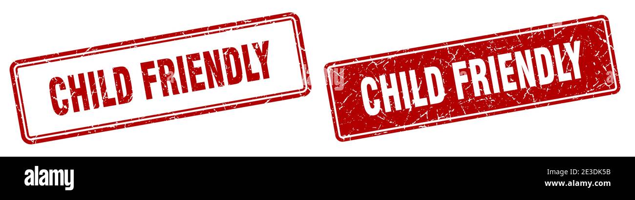 child friendly square stamp. child friendly grunge sign set Stock ...