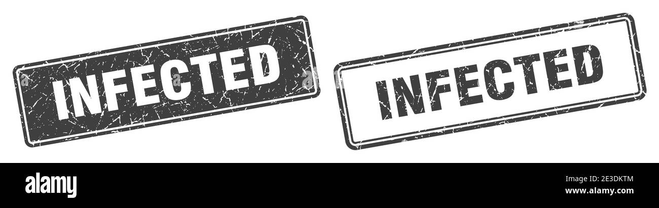 infected square stamp. infected grunge sign set Stock Vector Image ...