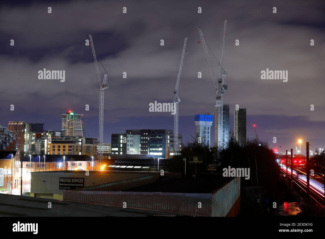 Tower cranes on the Monk Bridge development in Leeds with no power ...