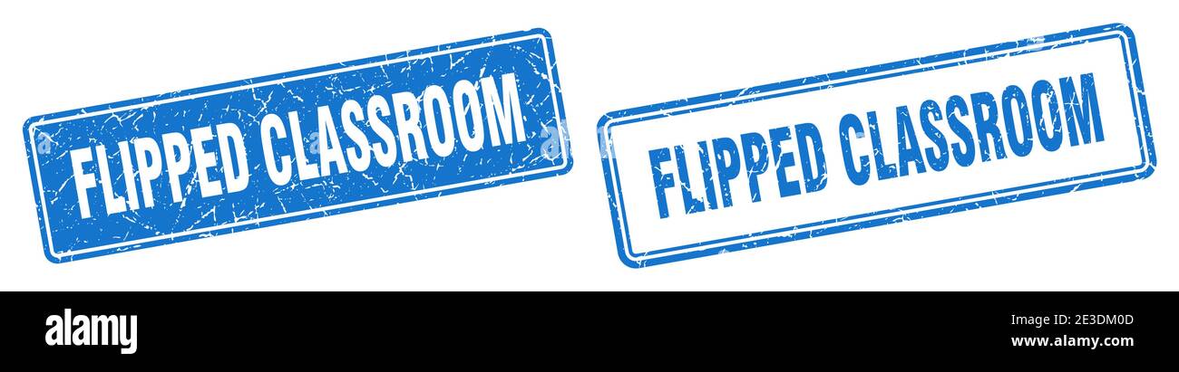 flipped classroom square stamp. flipped classroom grunge sign set Stock ...