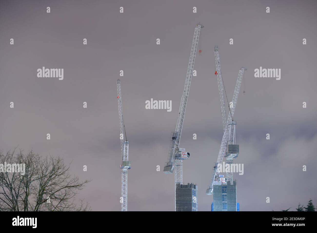 Tower cranes on the Monk Bridge development in Leeds with no power ...