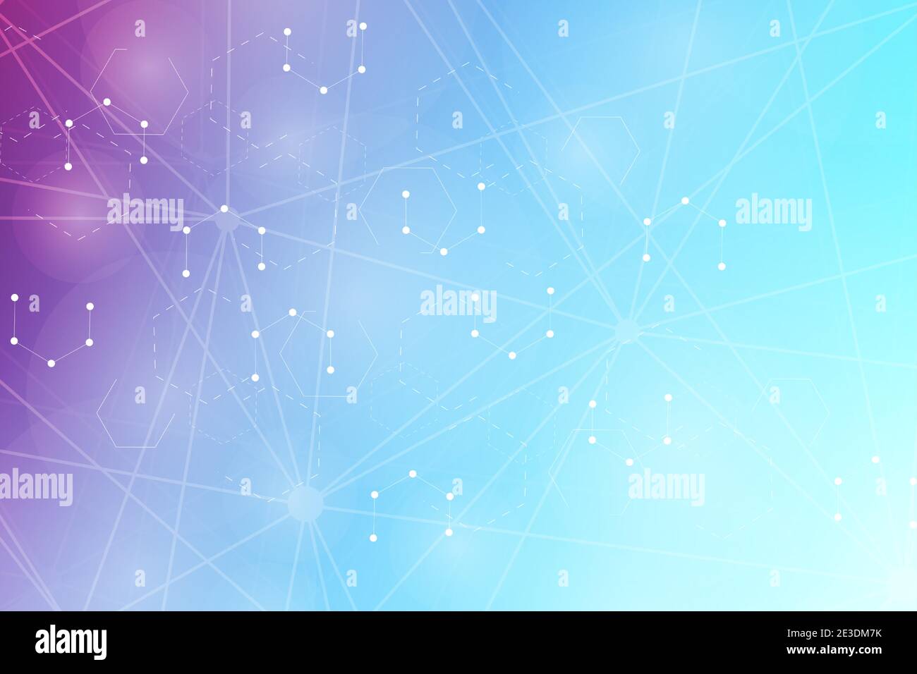 Science network pattern, connecting lines and dots. Technology hexagons ...
