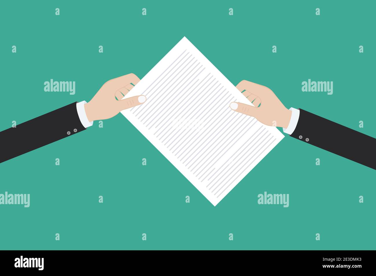 Hand holding the document. Vector flat illustration Stock Photo - Alamy