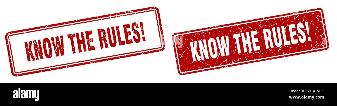 know the rules square stamp. know the rules grunge sign set Stock ...