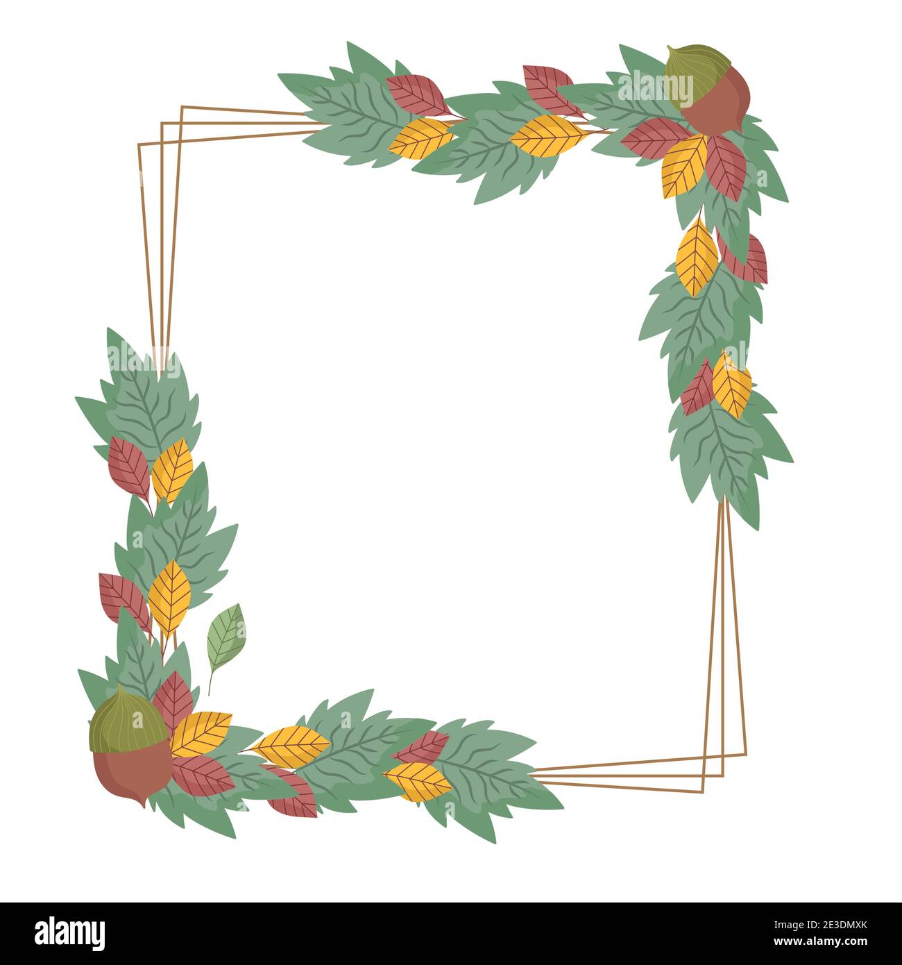 leaves foliage greenery botanical nature, decorative frame vector ...