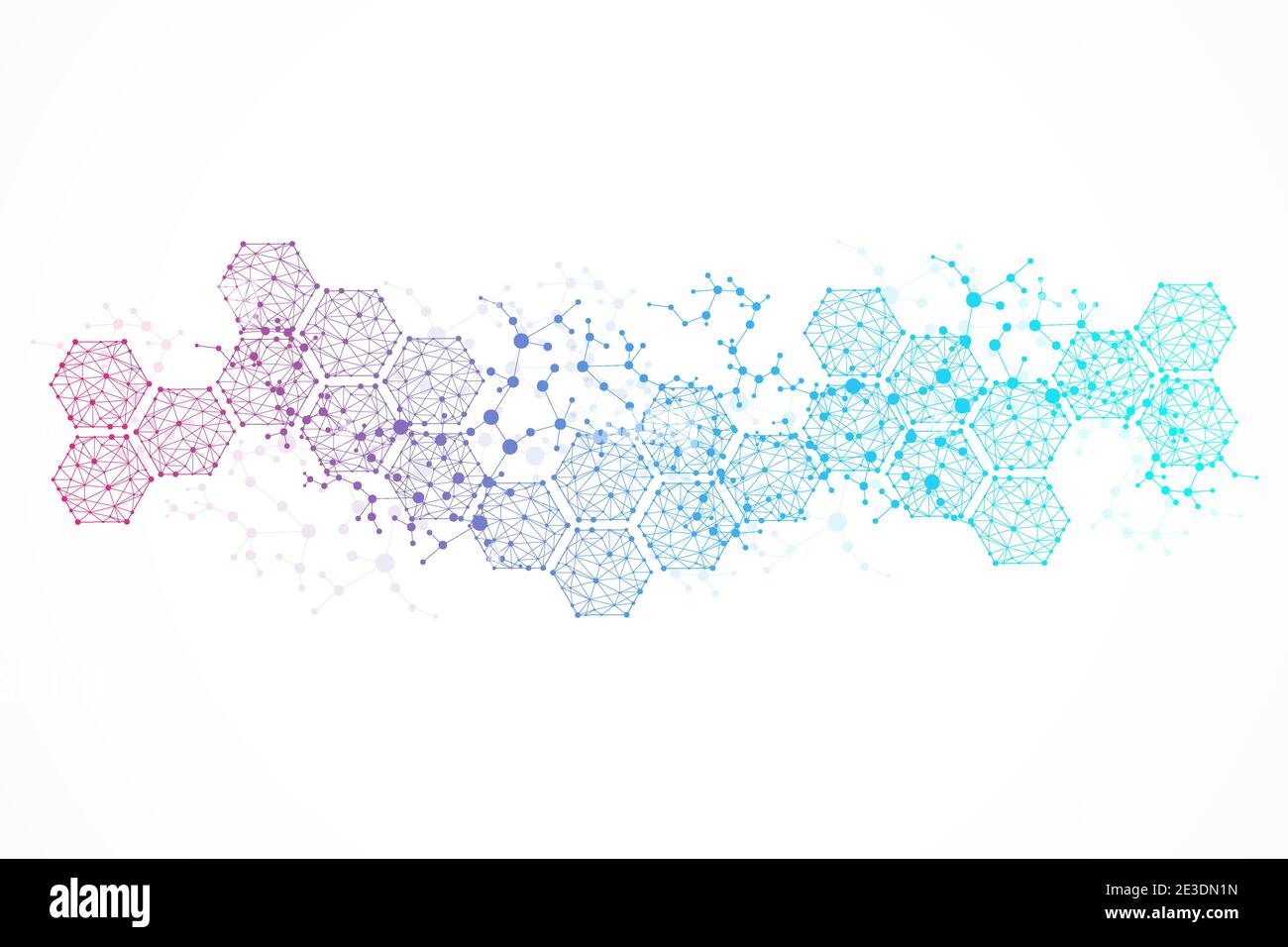 Science network pattern, connecting lines and dots. Technology hexagons structure or molecular ...