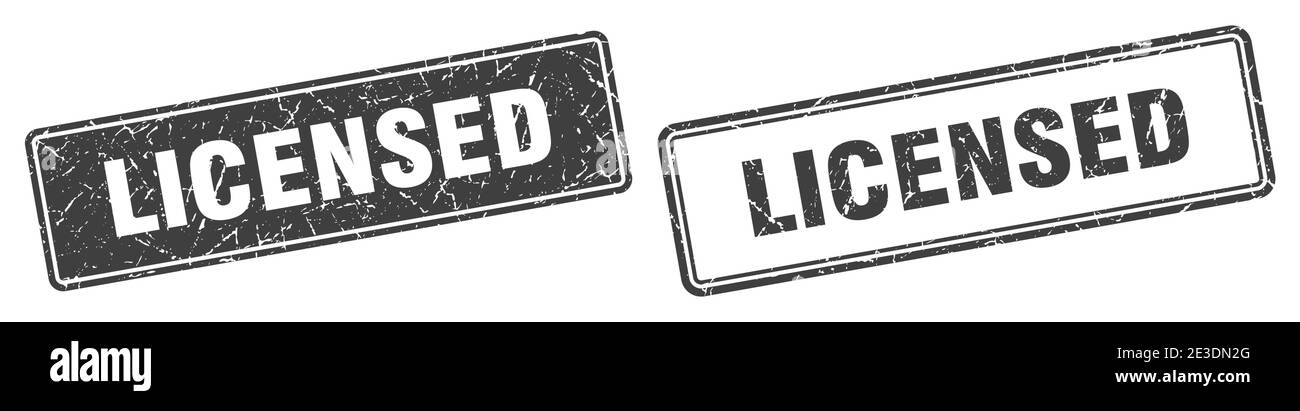 licensed square stamp. licensed grunge sign set Stock Vector Image ...