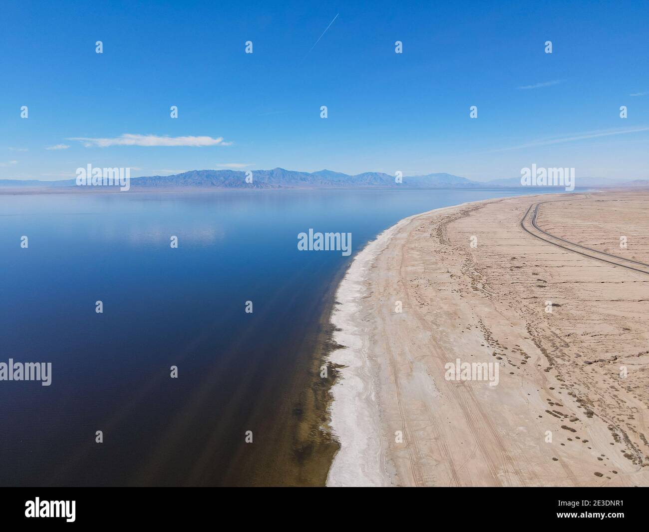 Aerial view of Bombay Beach and the Southern California Salton Sea ...