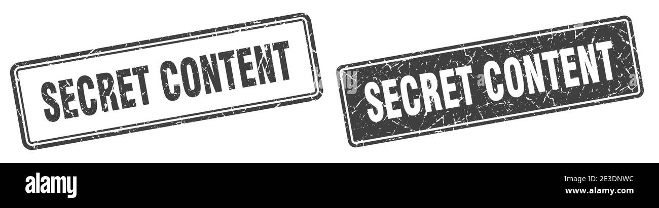 secret content square stamp. secret content grunge sign set Stock ...