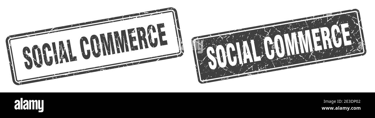 social commerce square stamp. social commerce grunge sign set Stock ...