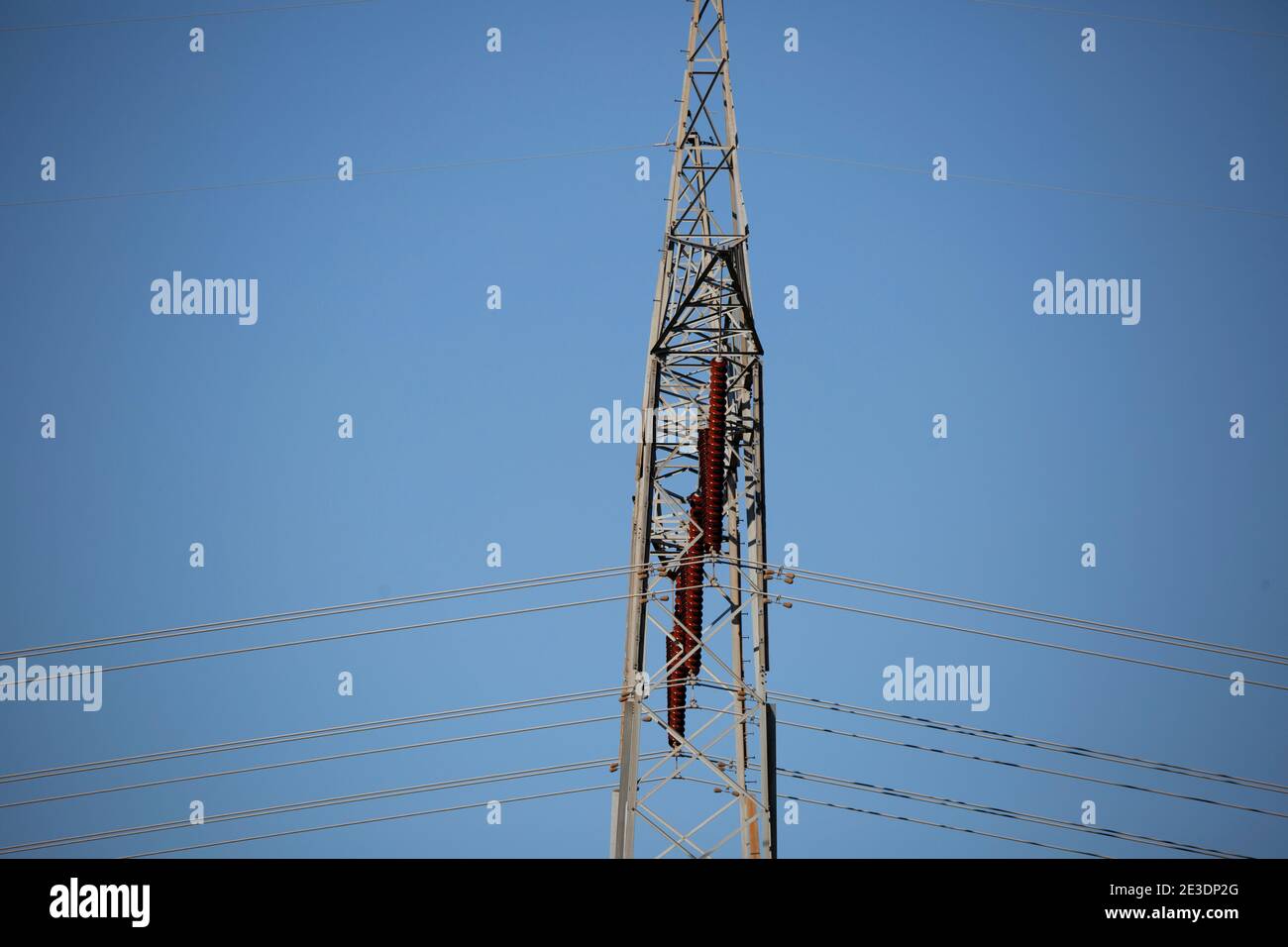 Close up of an electrical tower and its wires Stock Photo - Alamy