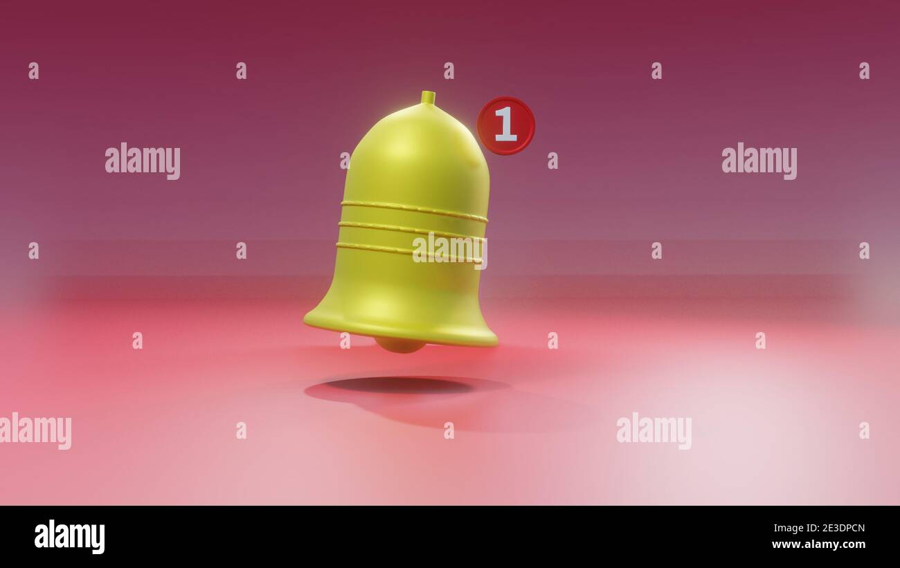 Fantastic illustration of a golden bell on pink Stock Photo - Alamy