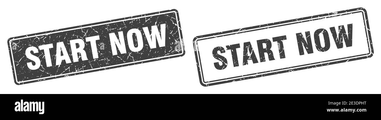 start now square stamp. start now grunge sign set Stock Vector Image ...