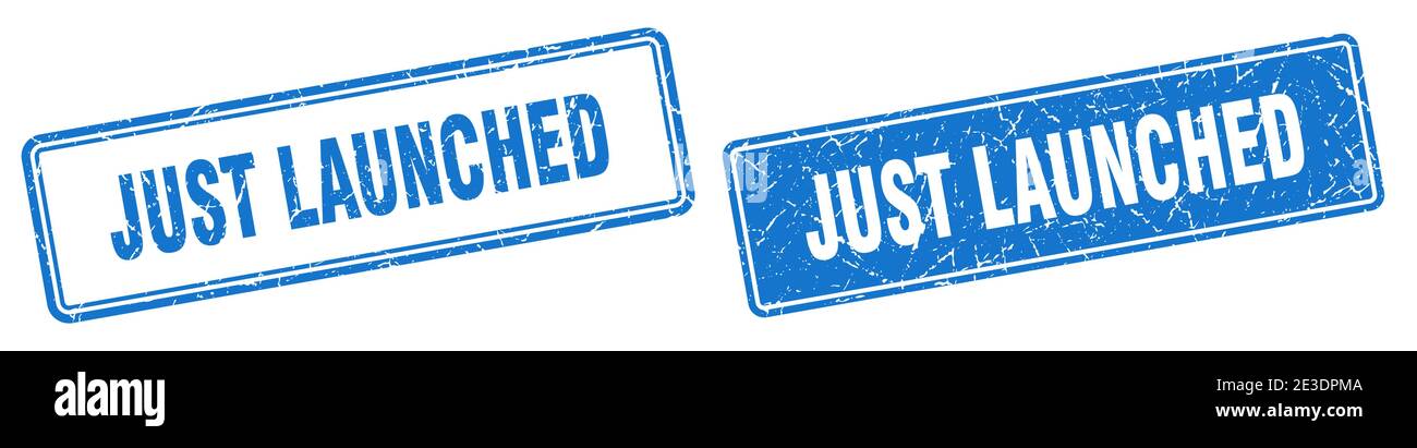just launched square stamp. just launched grunge sign set Stock Vector ...