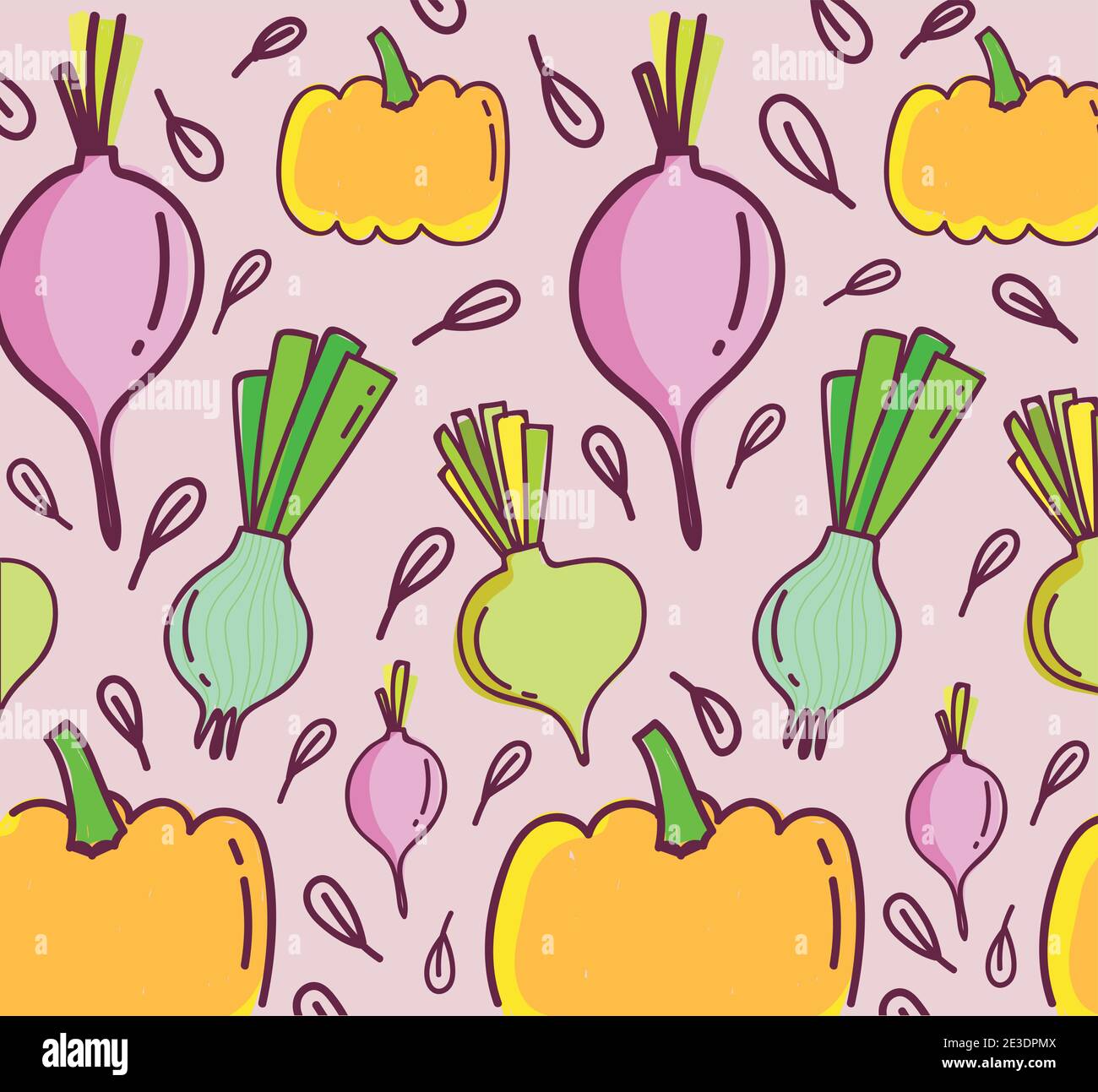 food pattern, pumpkin radish onion fresh vegetable, filled and line ...