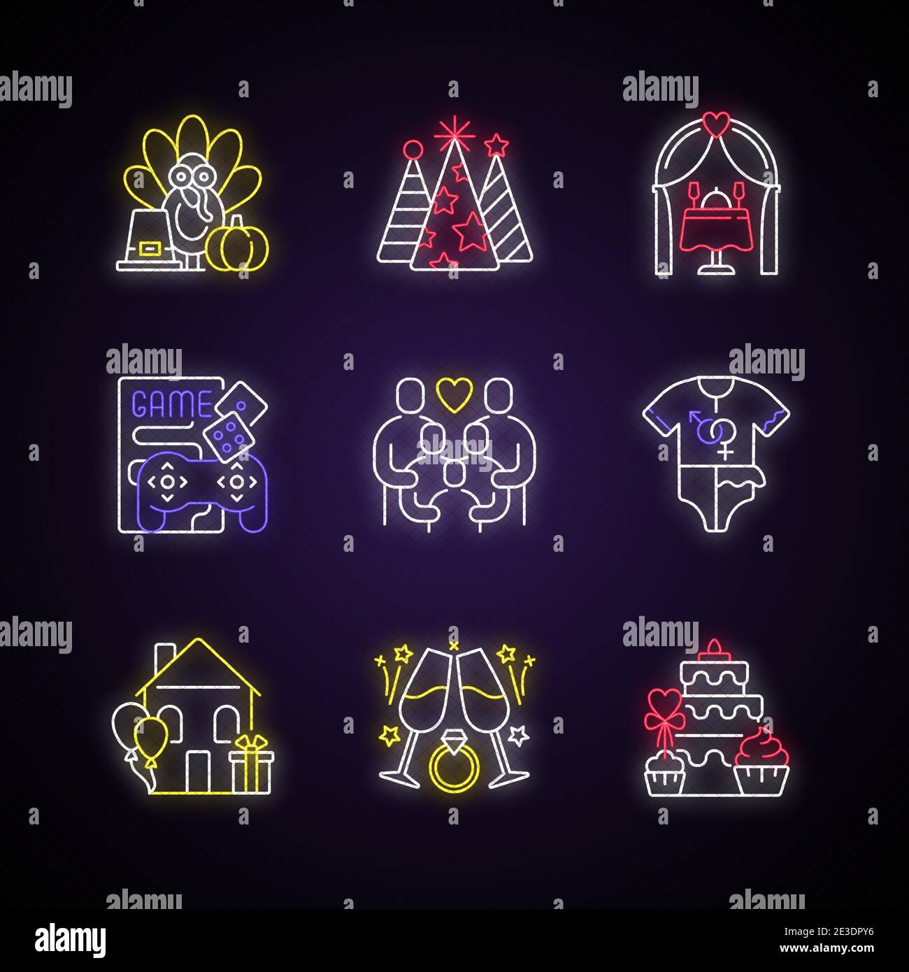 Party neon light icons set Stock Vector Image & Art - Alamy