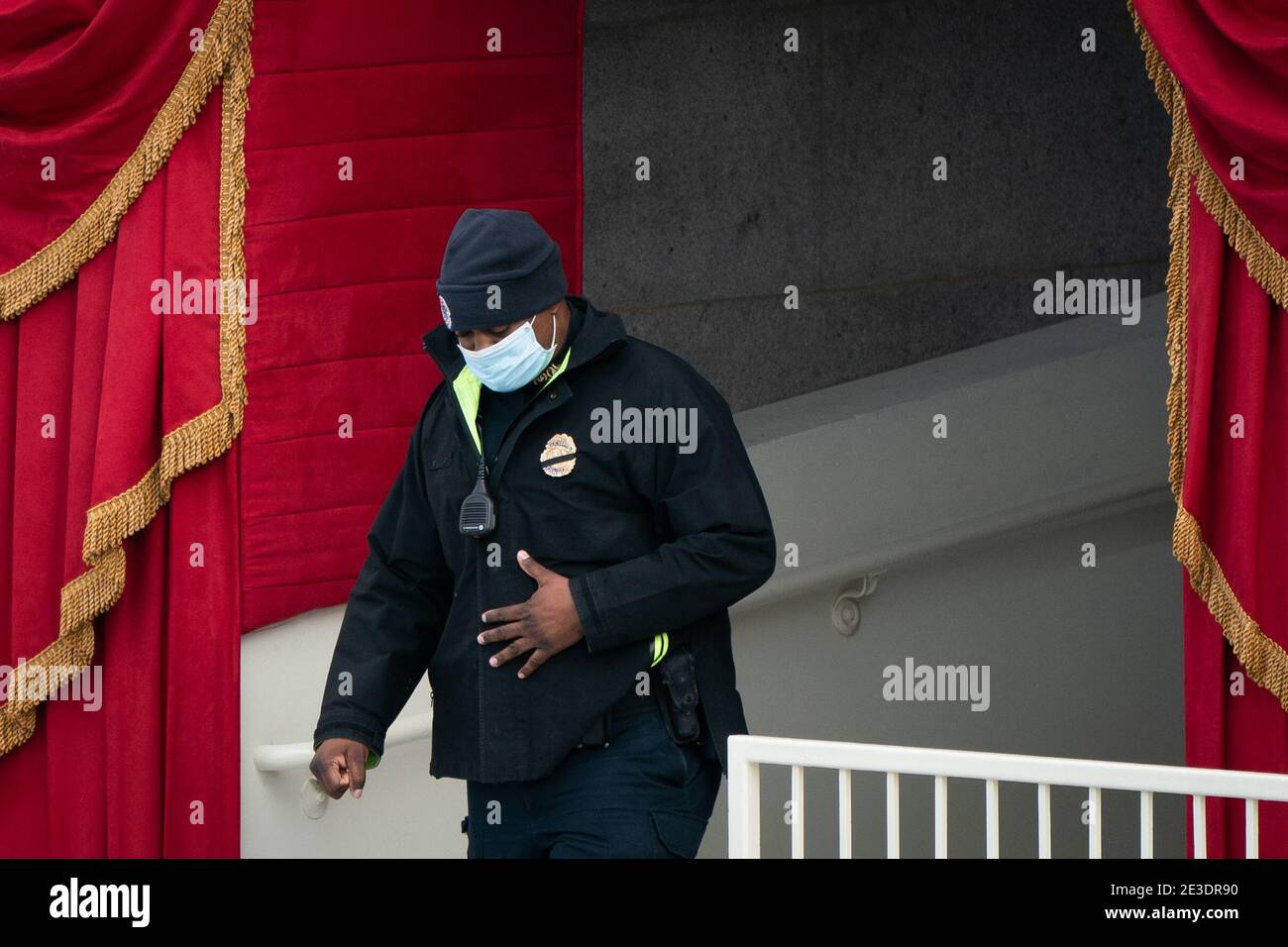 Capitol Police Officer Eugene Goodman participates in an inauguration ...