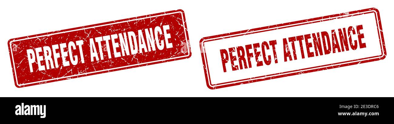 perfect attendance square stamp. perfect attendance grunge sign set ...