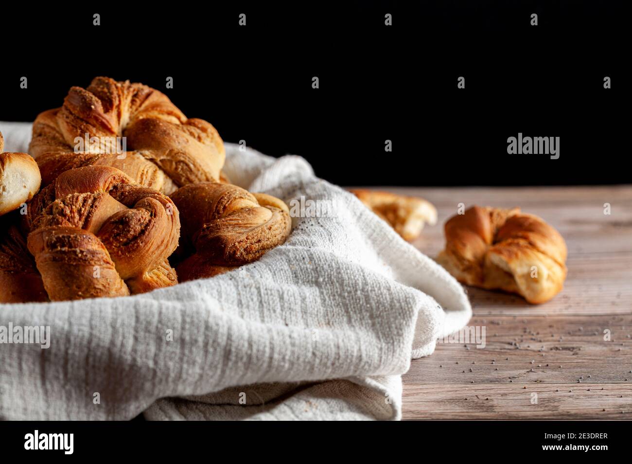 Traditional Turkish hashasli corek. A croissant like pastry roll with ...