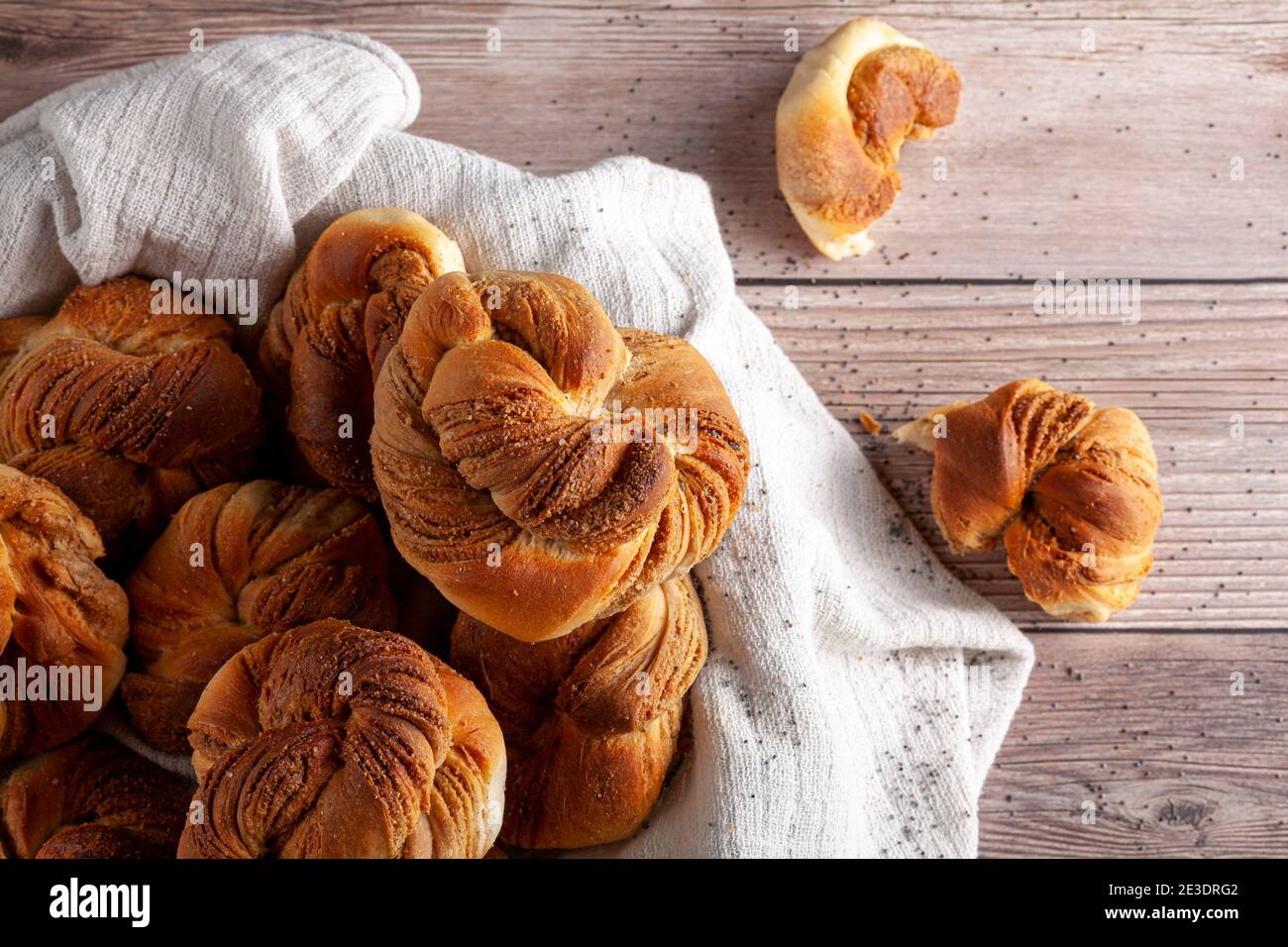 Traditional Turkish hashasli corek. A croissant like pastry roll with ...
