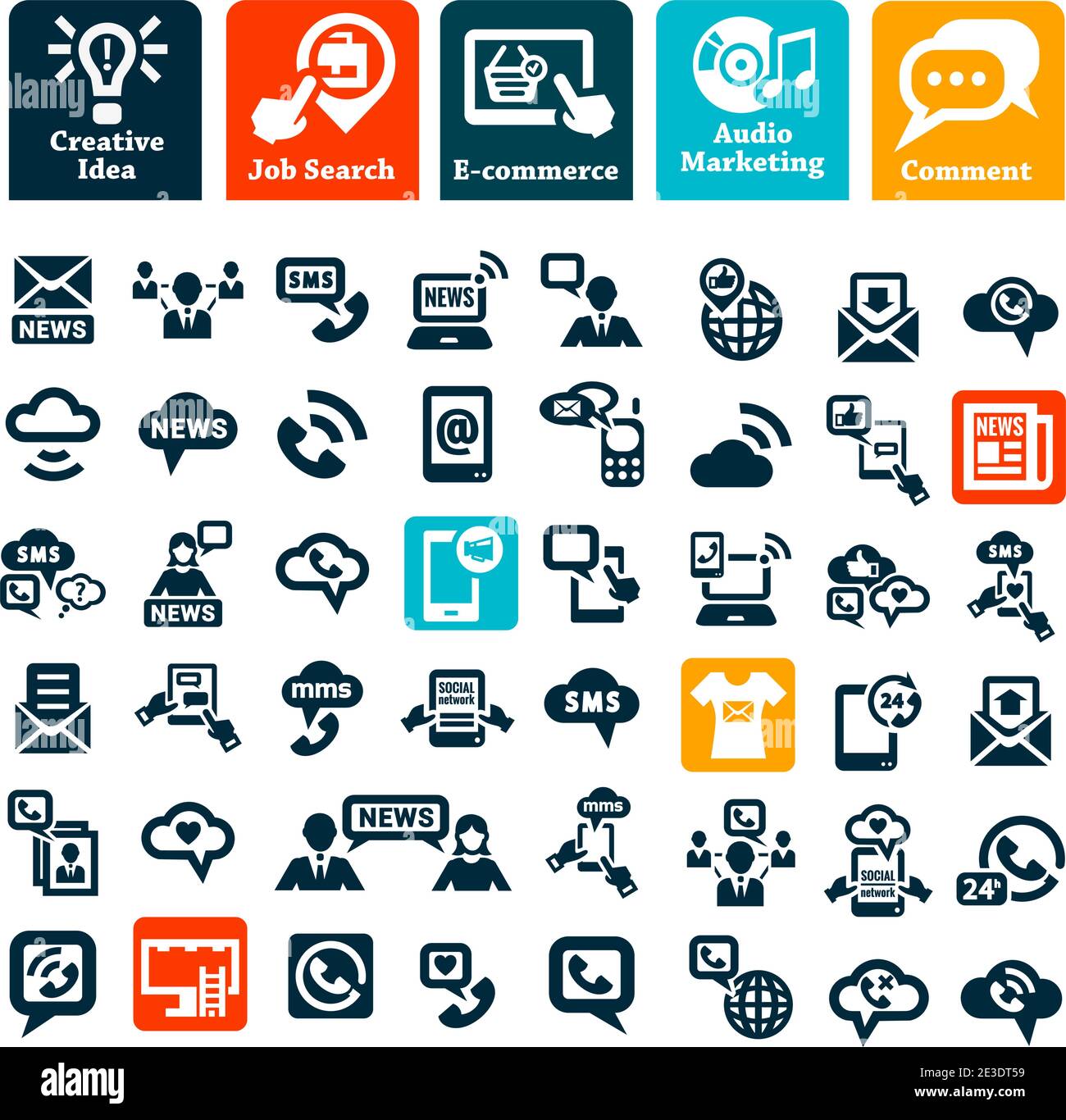 Elegant Communication Icons Set for web and mobile Stock Vector Image ...