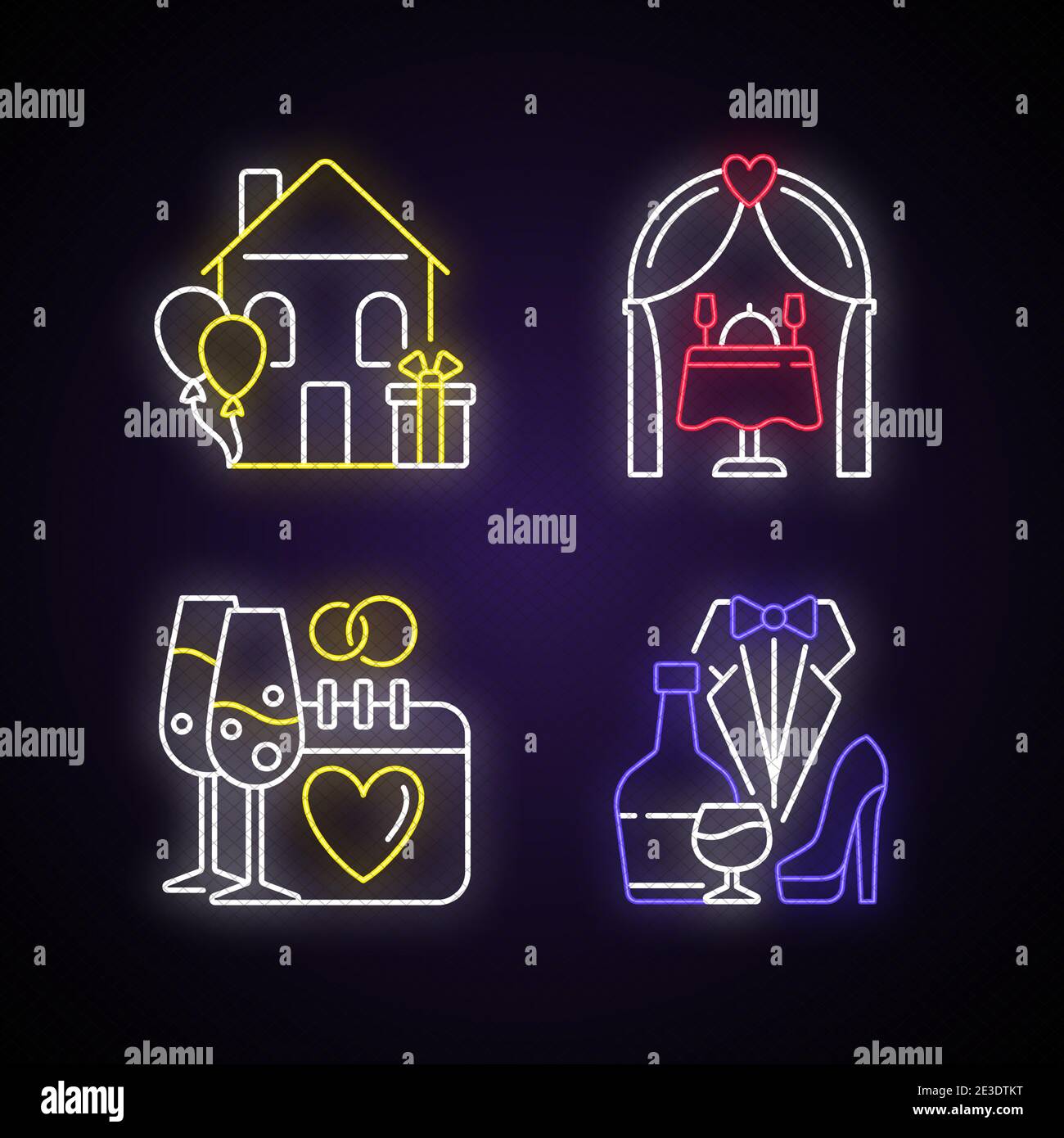 Family celebration neon light icons set Stock Vector Image & Art - Alamy